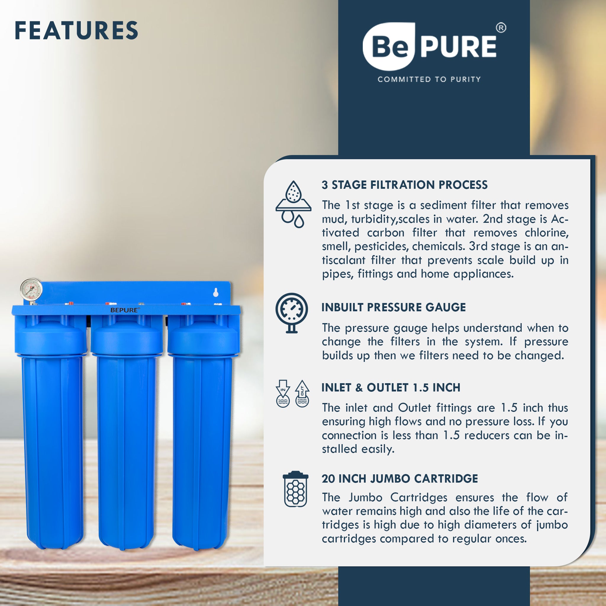 Bepure Main Line Water Filter | Whole House Water Filtration System