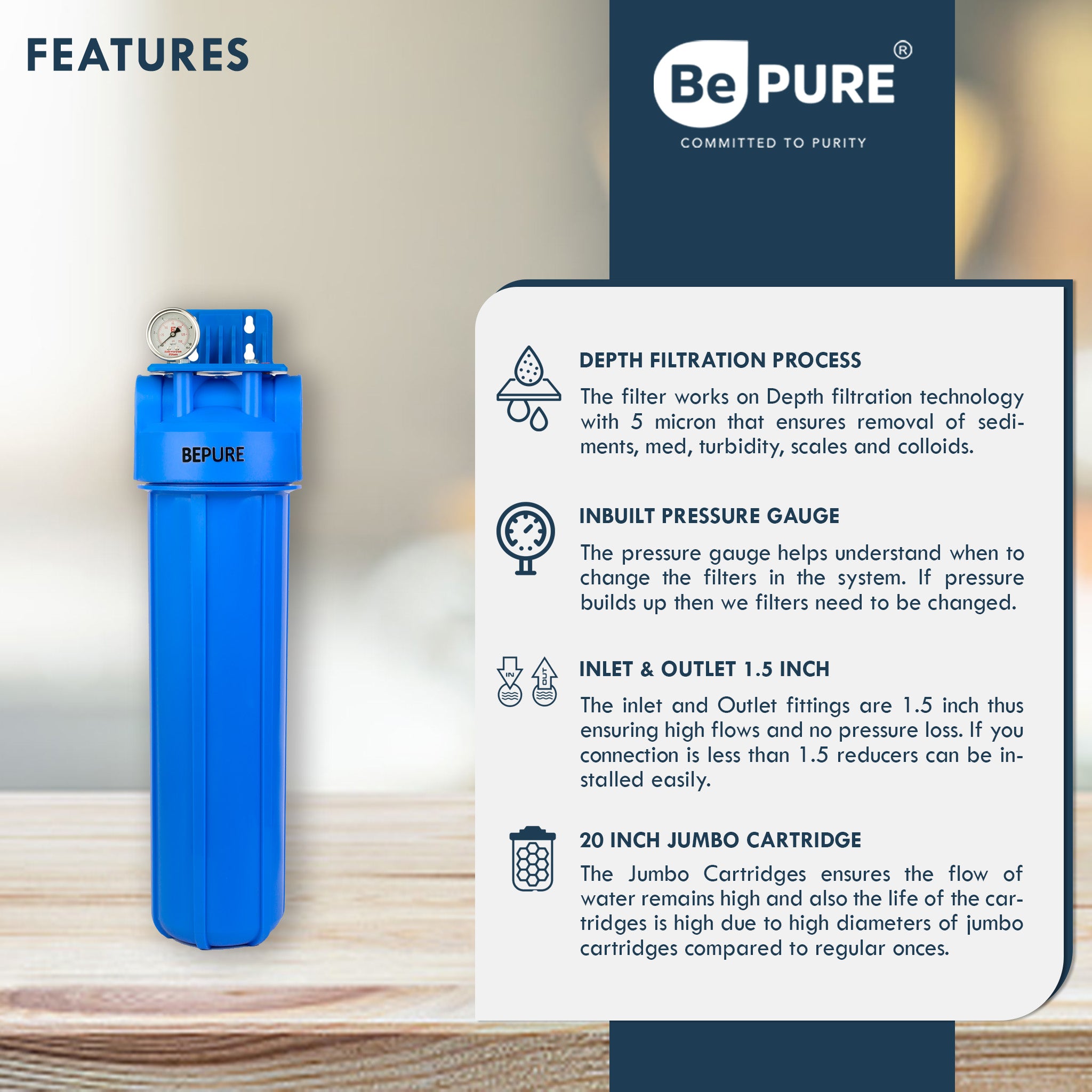 Bepure Main Line Water Filter | Whole House Water Filtration System